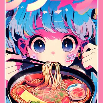 "Cute Anime Girl | Ramen Noodles | Hentaii Chibi Kawaii Design" Sticker ...