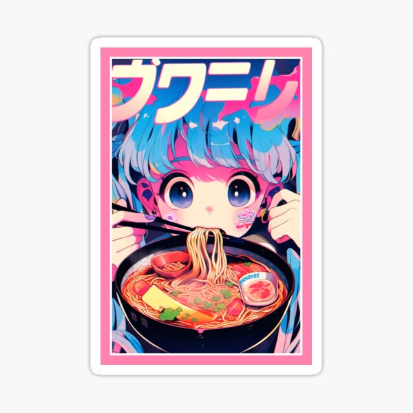 "Cute Anime Girl | Ramen Noodles | Hentaii Chibi Kawaii Design" Sticker ...