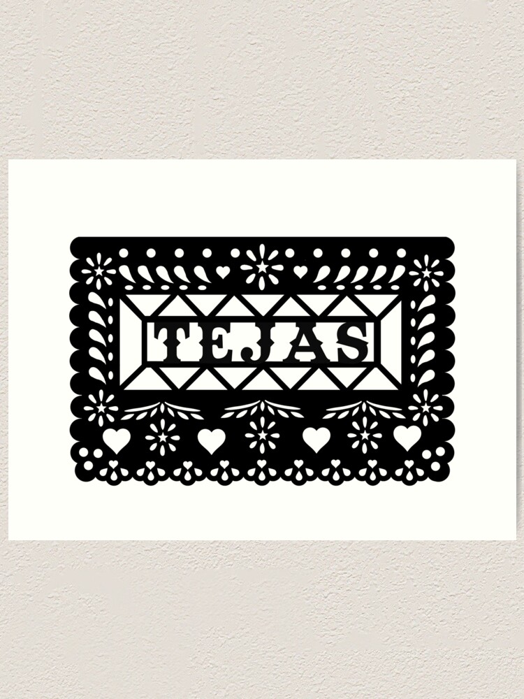 "Tejas Papel Picado Black" Art Print by LaurieMillsHTX | Redbubble