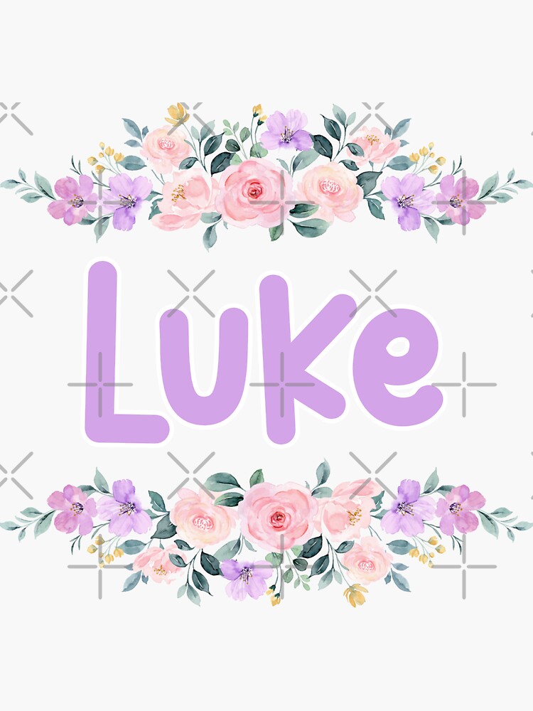 "Purple Flower Luke Name Label" Sticker for Sale by NormadWorld | Redbubble
