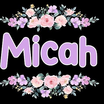 "Purple Flower Micah Name Label (Black)" Sticker for Sale by ...