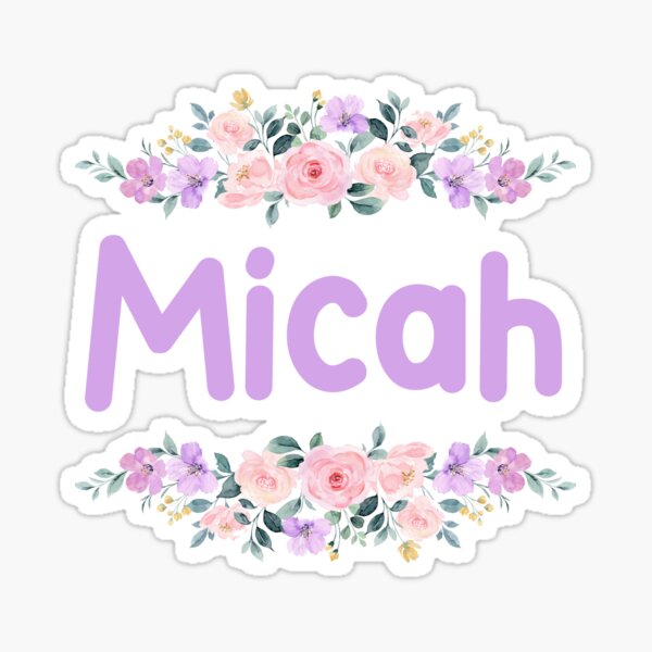 "Purple Flower Micah Name Label (Black)" Sticker for Sale by ...