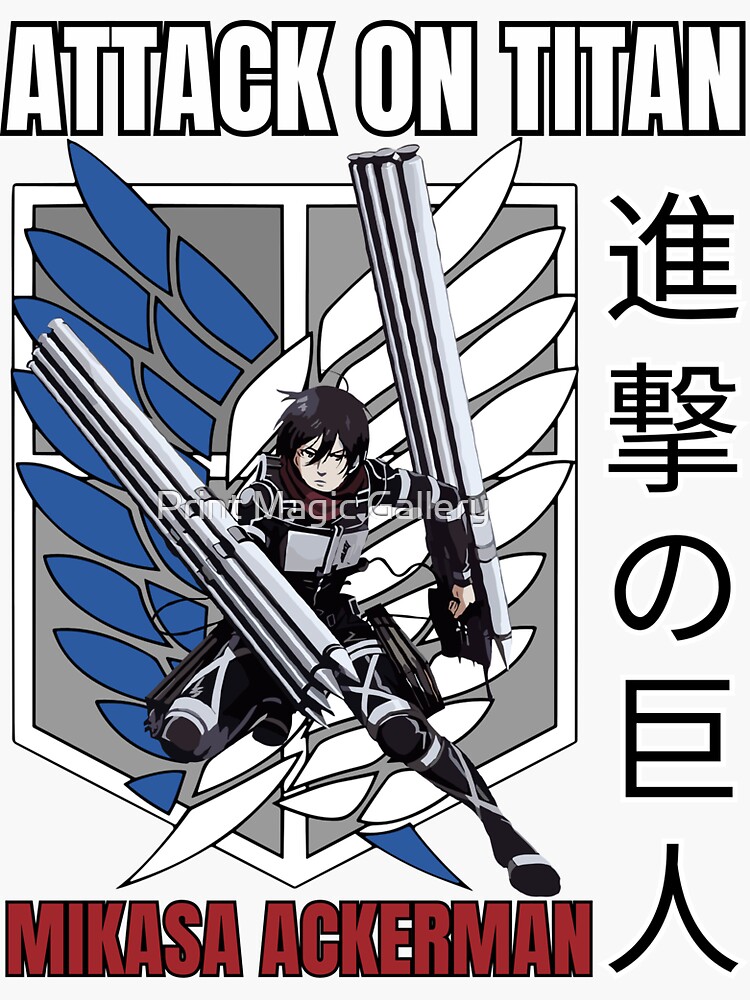 "Mikasa Ackerman, Attack on Titan, Anime Character" Sticker for Sale by ...