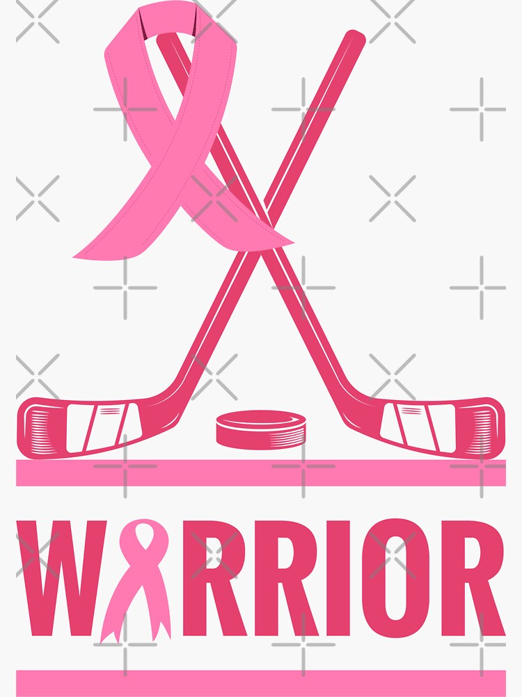 " Breast Cancer Ribbon Awareness Hockey Lover" Sticker for Sale by ...