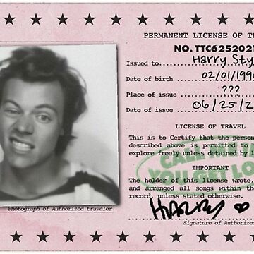 "Harry Styles Driving License Aesthetic" Sticker for Sale by tpwk ...