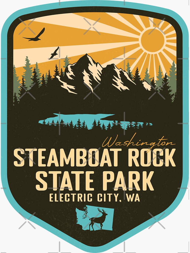 "Steamboat Rock State Park Washington - WA Retro Badge Forest and ...