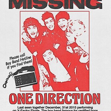 "One Direction Red 'Missing' Poster" Sticker for Sale by tpwk designs ...