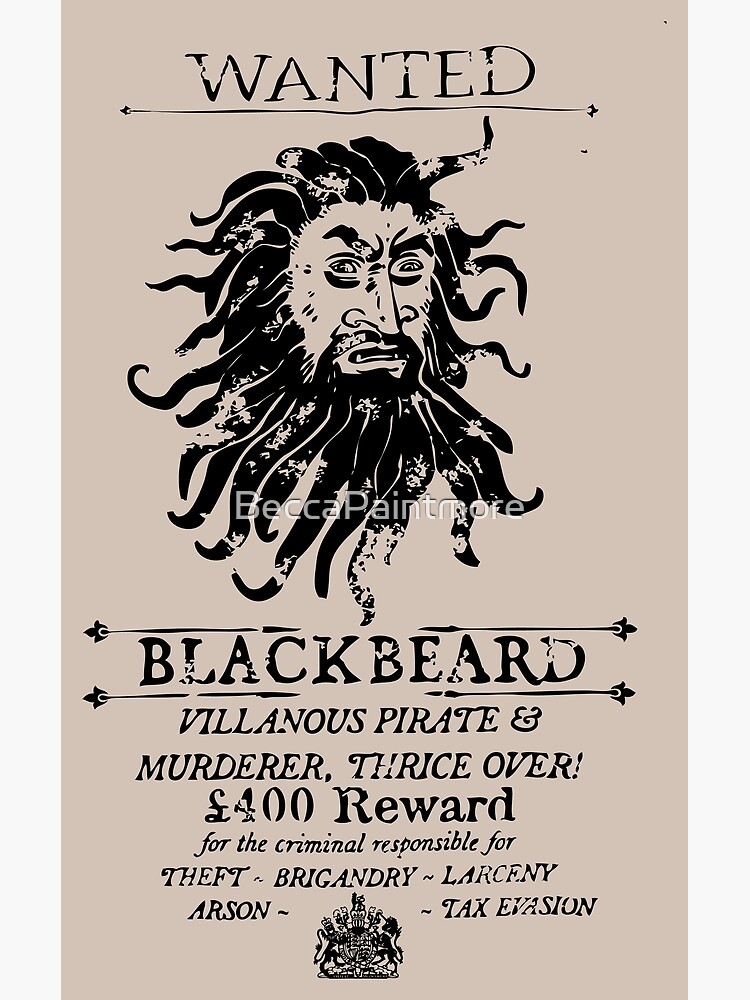 "Blackbeard Wanted Poster" Poster for Sale by BeccaPaintmore | Redbubble