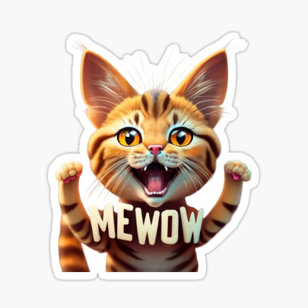 "MeWow!!, Kitten" Sticker for Sale by RiffRaffGraffix | Redbubble