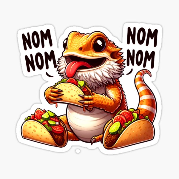 "Taco Tuesday - Cute Bearded Dragon eating his favorite food!" Sticker ...