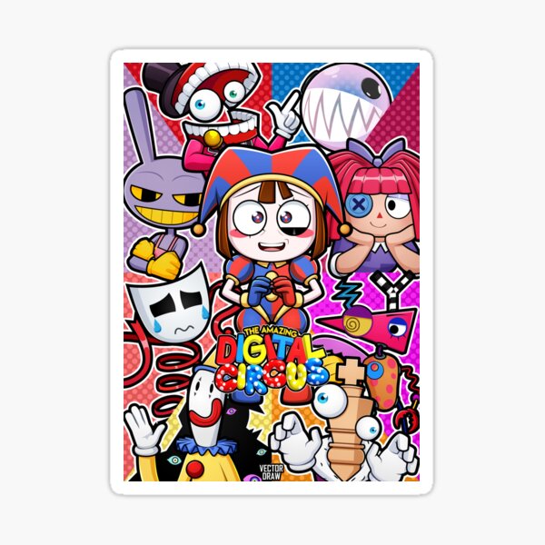 "The Amazing Digital Circus fanart" Sticker by vectordraw | Redbubble