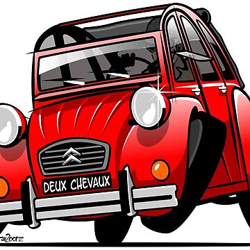 "2CV caricature red" Sticker for Sale by car2oonz | Redbubble