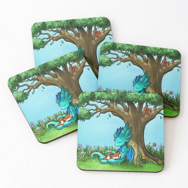 "Kit & Biscuit 'Under a Tree'" Coasters (Set of 4) for Sale by Dragons ...