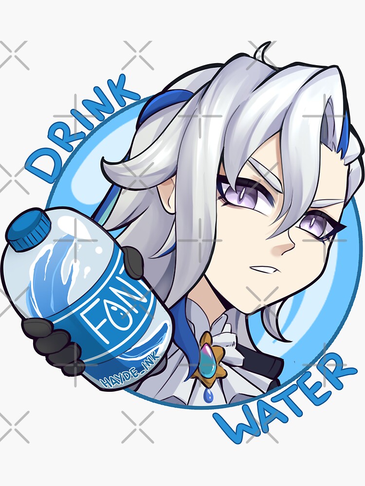 "Drink Water - Neuvillette" Sticker for Sale by NoctusWolf | Redbubble