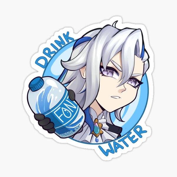 "Drink Water - Neuvillette" Sticker for Sale by NoctusWolf | Redbubble