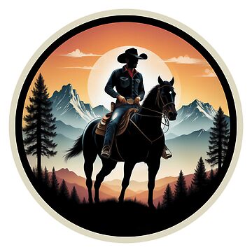 "WILD WEST COWBOY RIDING STICKER" Sticker for Sale by MunsterPrints ...