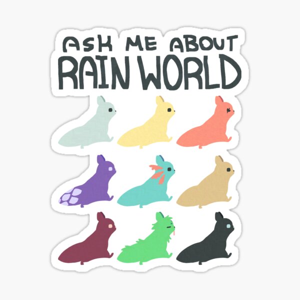 "Ask Me About Rain World" Sticker for Sale by kipkune | Redbubble