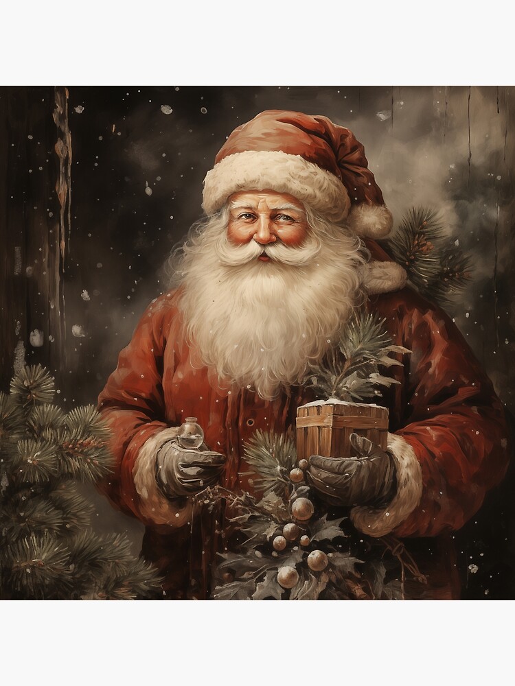 "Printable Santa Claus Christmas Wall Art, Vintage Winter Print" Poster ...
