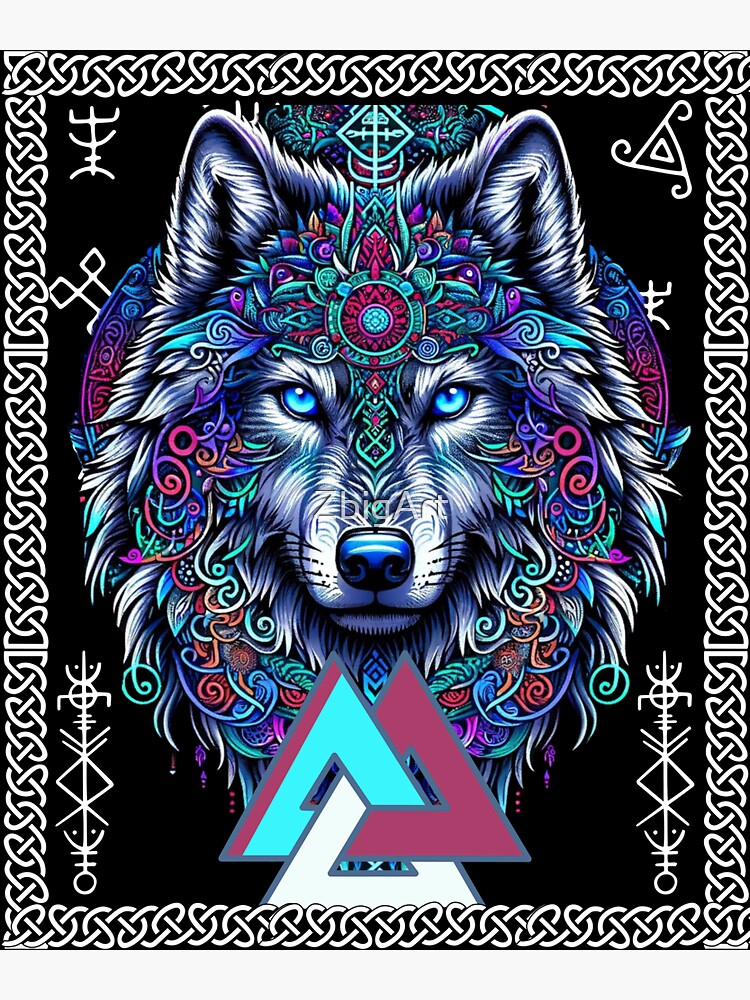 "Mystic Varangian Wolf - Valknut-Inspired Nordic Artwork" Sticker for ...