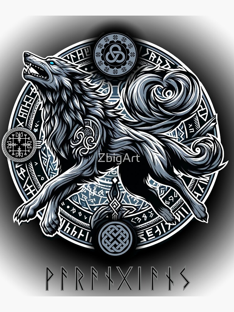 "Mystic Varangians Wolf Runes - Nordic-Inspired Wolf Art" Sticker for ...