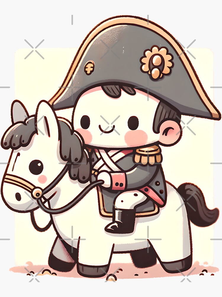 "Napoleon on horse riding cute" Sticker for Sale by ChataMaroon | Redbubble