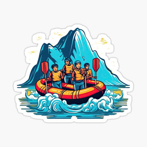 "Whitewater rafting - adventure for the family" Sticker by WallGemsArt | Redbubble