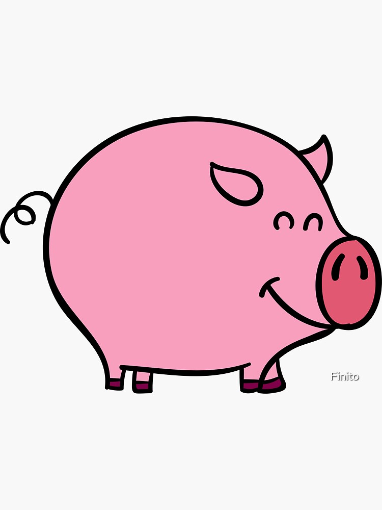 "cute pink pig funny animal farm piggy cool pigs" Sticker for Sale by ...