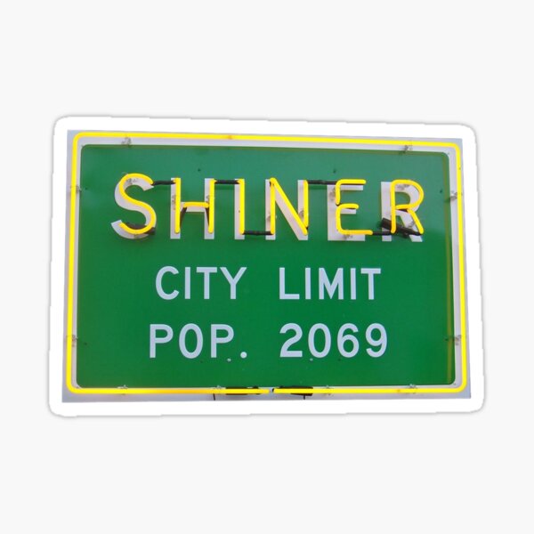 "Shiner Texas City Limit Sign, Vintage Texas Road Sign" Sticker for ...