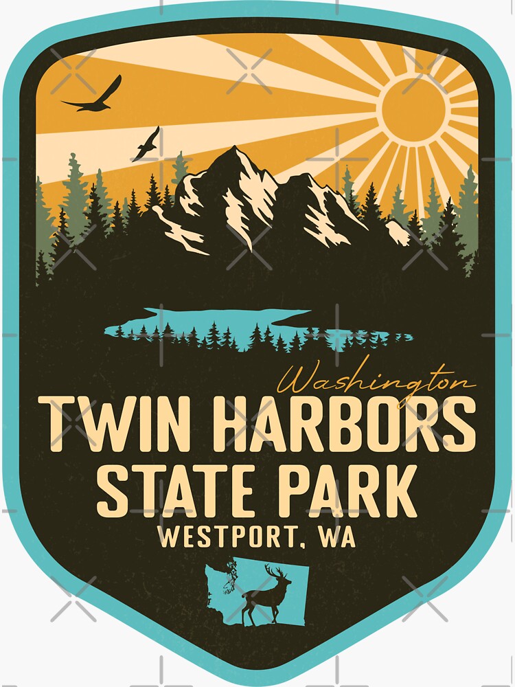 "Twin Harbors State Park Washington - WA Retro Badge Forest and Wilderness " Sticker for Sale by ...