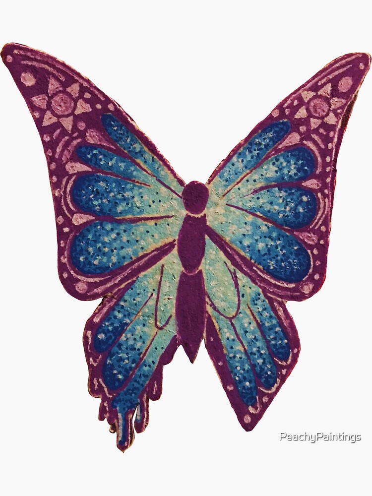 "Drippy Blue Butterfly" Sticker for Sale by PeachyPaintings | Redbubble