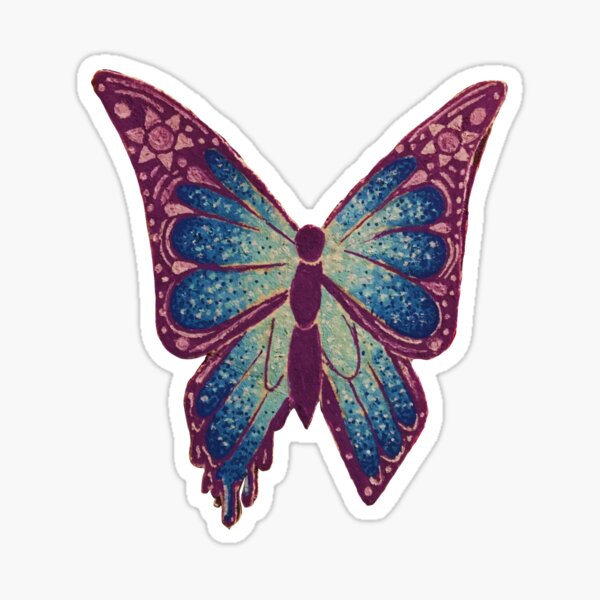 "Drippy Blue Butterfly" Sticker for Sale by PeachyPaintings | Redbubble