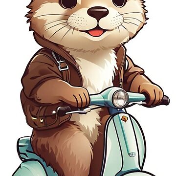 "Otter on Scooter" Sticker for Sale by LabZoidd | Redbubble