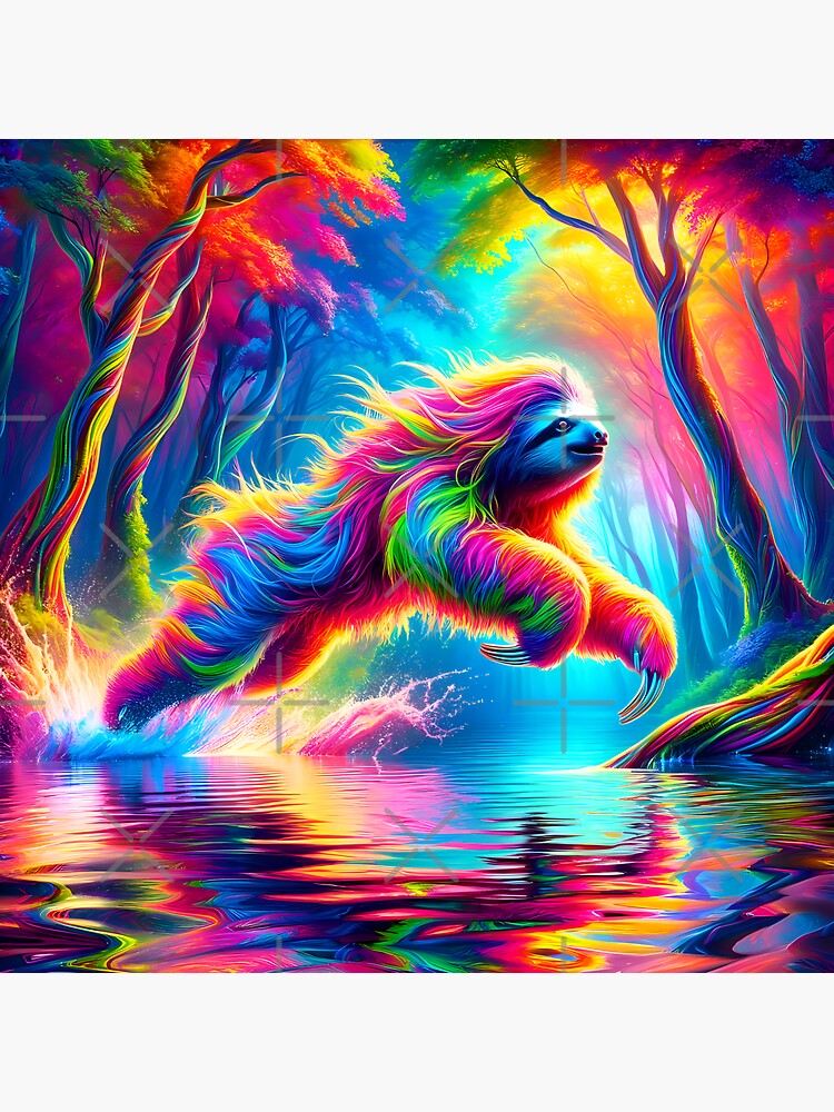 "Psychedelic Giant Sloth Leap" Sticker for Sale by Tycobb48 | Redbubble