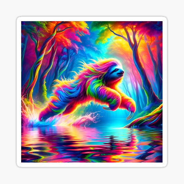 "Psychedelic Giant Sloth Leap" Sticker for Sale by Tycobb48 | Redbubble
