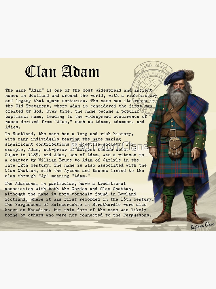 "Clan Adam Scottish History " Sticker for Sale by BagTown Clans | Redbubble