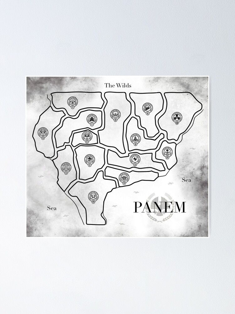 "The Hunger Games map of Panem with all Districts" Poster for Sale by ...