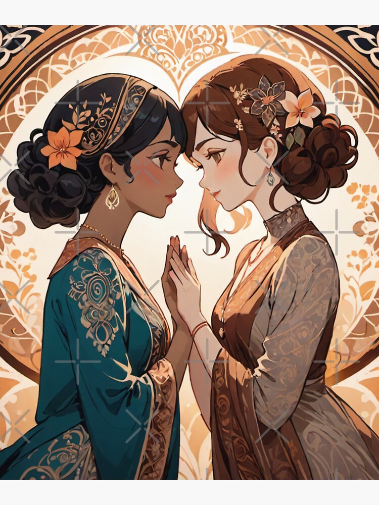 "Two Beautiful Women Holding Hands Together" Sticker for Sale by ...