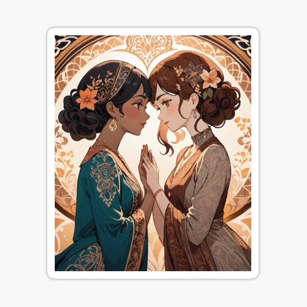 "Two Beautiful Women Holding Hands Together" Sticker for Sale by ...