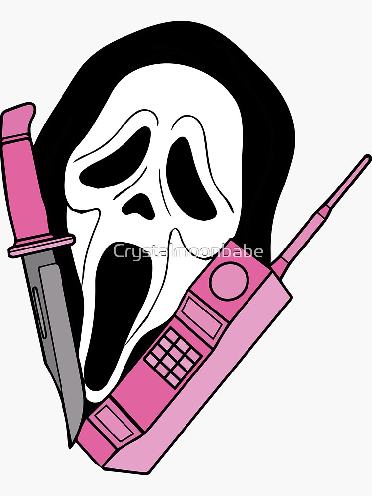 "Ghostface with pink knife and telephone" Sticker by Crystalmoonbabe ...