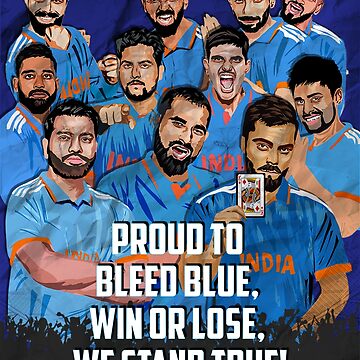 "Indian cricket team illustration , bleed blue poster" Poster for Sale ...