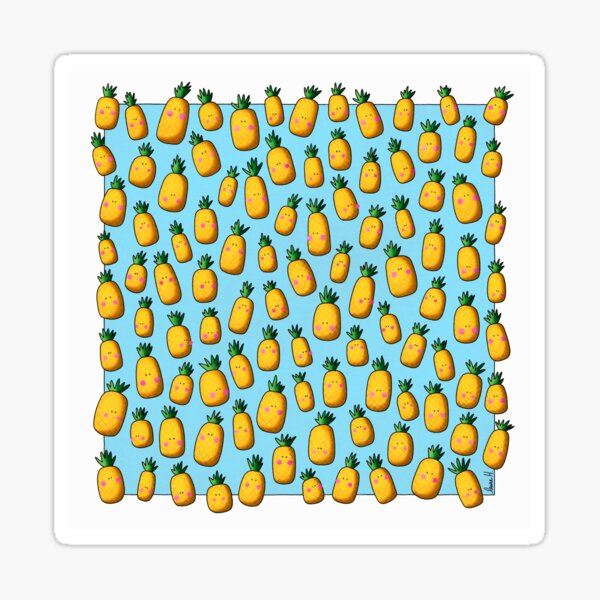 "Cute Pineapples - Light Blue Background" Sticker for Sale by laureH ...