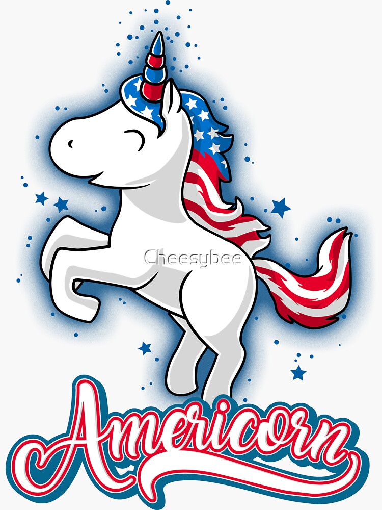 "Americorn-Patriotic Proud American Unicorn Kids Gift" Sticker by ...