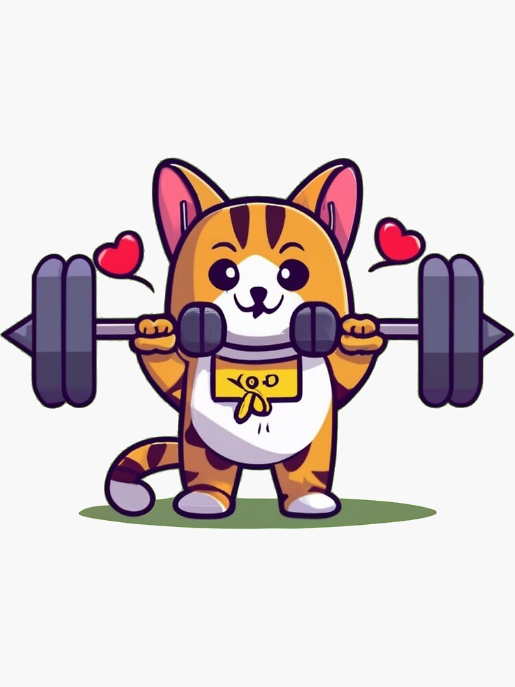 " Cat Weightlifting Work Out Funny Gym" Sticker for Sale by RezziS ...