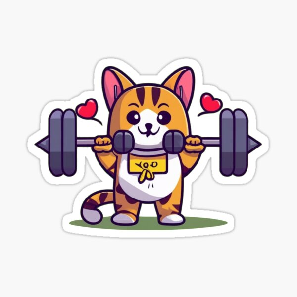 " Cat Weightlifting Work Out Funny Gym" Sticker for Sale by RezziS ...
