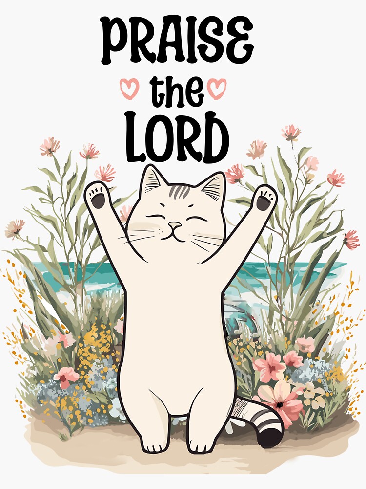 "Praising cat in the garden" Sticker for Sale by PAW-Creatures | Redbubble