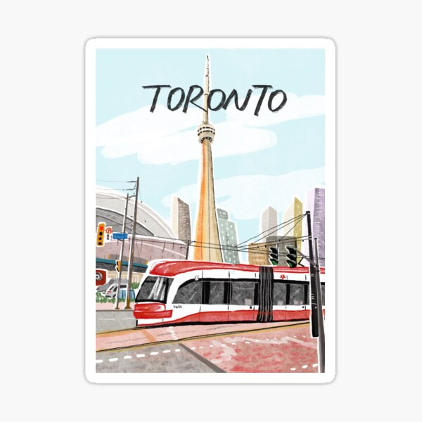 "Toronto Landmarks - CN Tower and Tram" Sticker for Sale by joqiao ...