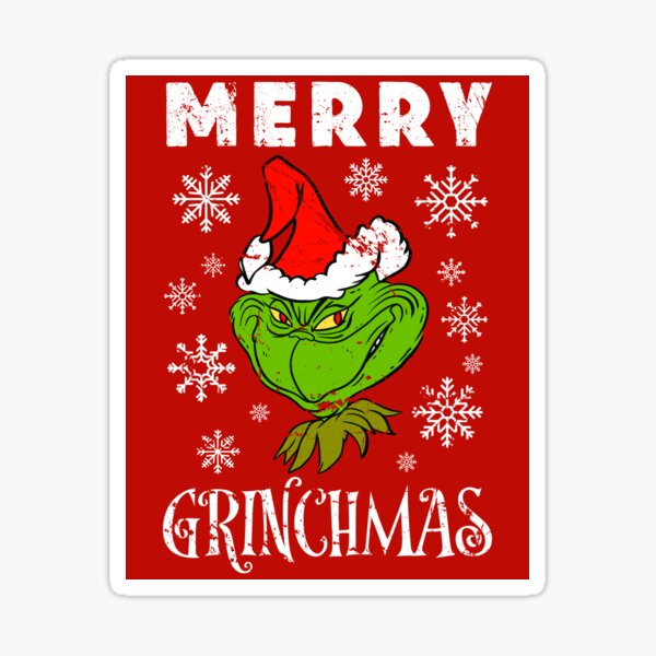 "Merry Grinchmas" Sticker for Sale by RetroPandora | Redbubble