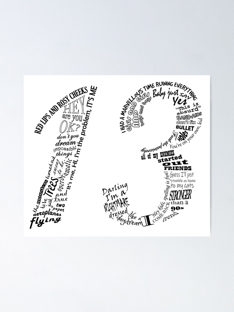"Taylor Swift song lyrics number 13" Poster for Sale by LindenTree ...