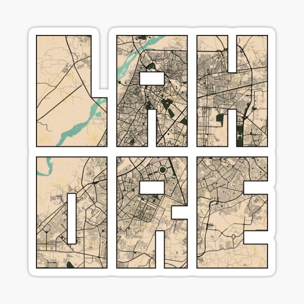 "Lahore City Map of Punjab, Pakistan - Vintage" Sticker for Sale by ...