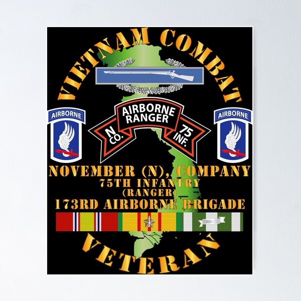 "Army - Vietnam Combat Vet - N Co 75th Infantry (Ranger) - 173rd Airborne Bde SSI" Poster for ...